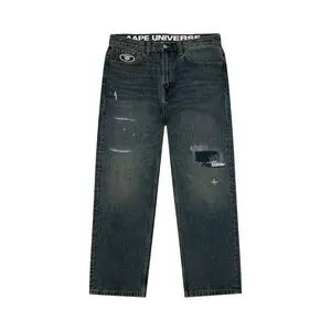 AAPE Unvs Unvs Distressed Jeans - Blue