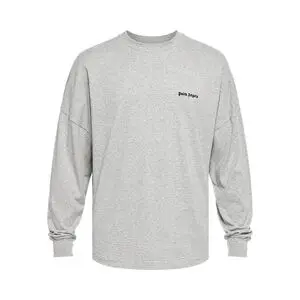 Palm Angels Embroidered Logo Over Long-sleeve Tee Melange/black - Grey