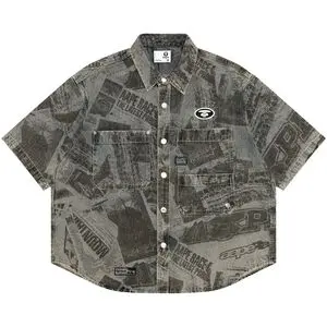 AAPE Unvs Unvs Moonface Graphic Short Sleeve Shirt /white - Blue