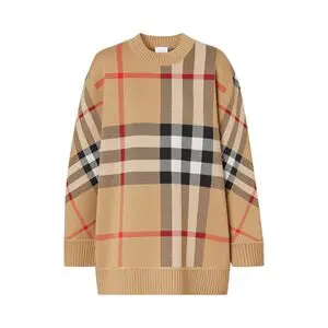 Burberry Check Technical Merino Wool Jacquard Sweater 'archive Beige - Tan