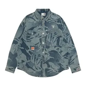 AAPE Unvs Unvs Camo Denim Long Sleeve Shirt /yellow - Blue