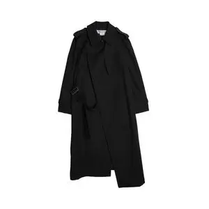 Comme Des Garçons Thick Gabardine Belted Trench Coat - Black