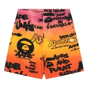 AAPE Unvs Unvs Graffiti-print Sweat Shorts /orange - Pink