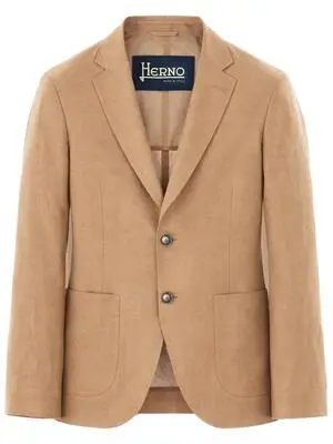 Herno Single-breasted Linen Jacket - Brown