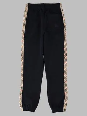 Burberry Pantalone Da Jogging In Cotone Con Finiture Check - Blue