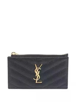 Saint Laurent 2020s Fragment Zip Card Case - Black