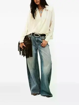 Ba&sh Ba&Sh Wilna Gathered Long-Sleeved Shirt Neutrals