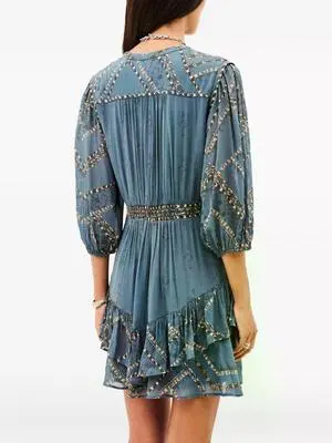 Ba&sh Patterned Ruffled Flared Mini Dress
