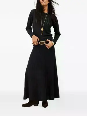 Ba&sh Pointelle-knit A-line Maxi Skirt - Black