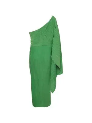 Solace London Lenna Plissé Midi Dress - Green