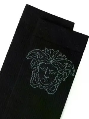 Versace Jacquard Cotton Ribbed Crew Socks