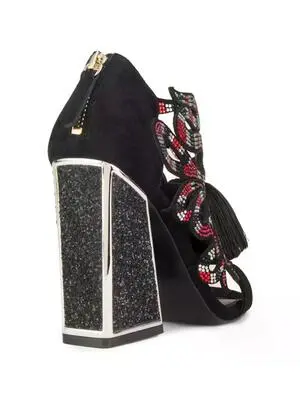KAT MACONIE Aya Saba Snake-embellished Tassel Sandals - Black