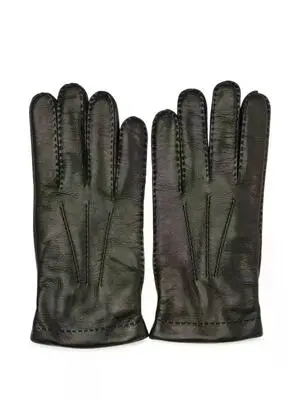 RESTELLI Stitch-detail Leather Gloves - Black