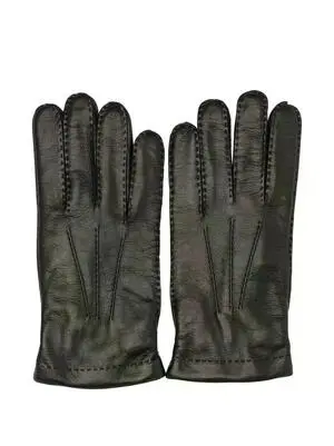 RESTELLI Stitch-detail Leather Gloves - Black