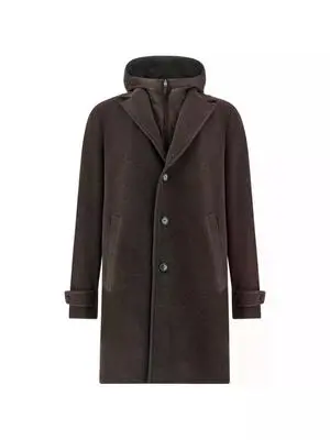Paul & Shark Hooded Wool Coat - Brown