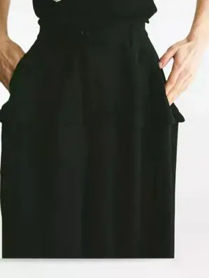 MULLER OF YOSHIOKUBO Sand Mesh Peplum-detail Trousers - Black