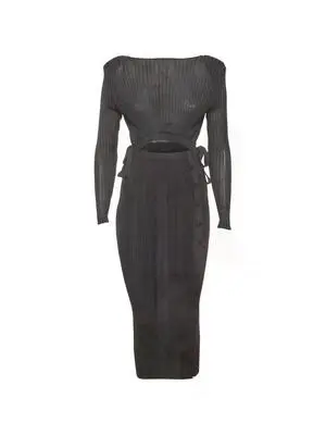 SELF-PORTRAIT Cut-out Rib-knit Midi Dress