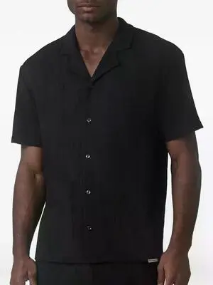 MAUVAIS Eivissa Plissé Short-sleeve Shirt - Black