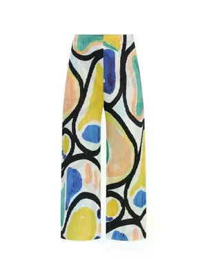 Issey Miyake Roll Plissé-effect Abstract-print Trousers