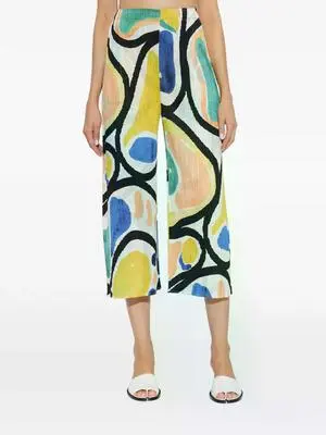 Issey Miyake Roll Plissé-effect Abstract-print Trousers