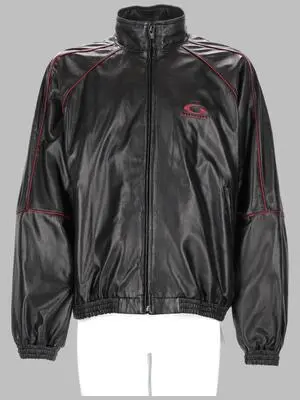 Balenciaga Leather Track Jacket - Black