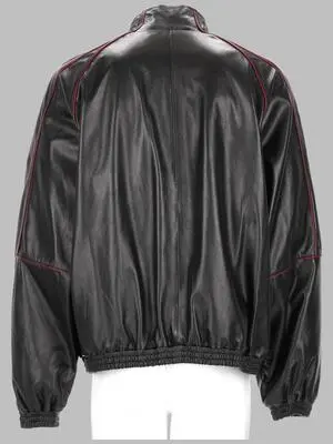 Balenciaga Leather Track Jacket - Black