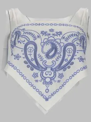 SELF-PORTRAIT Embroidered Linen And Cotton Top - White
