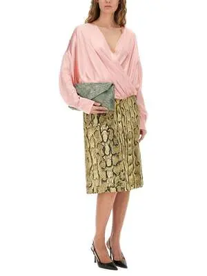 Dries Van Noten Draped Silk Blend Top - Pink