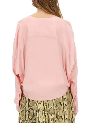 Dries Van Noten Draped Silk Blend Top - Pink