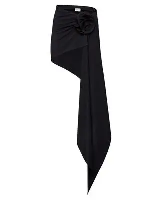 Magda Butrym Asymmetrical Draped Skirt Black