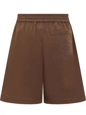 Drole De Monsieur Mini Shorts With Ethnic Inserts And Perforated Details