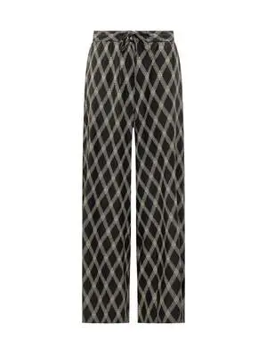 PIERRE-LOUIS MASCIA Diamond Pattern Silk Trousers - Nero