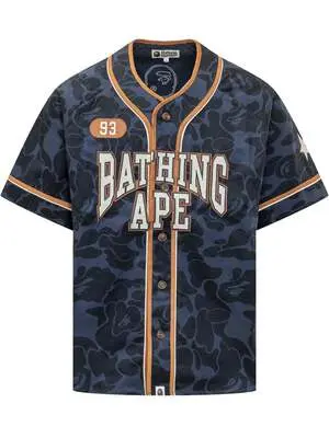 A BATHING APE Solid Camo Short Sleeve Shirt - Navy
