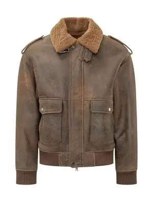 DFOUR Leather Bomber Jacket - Ma