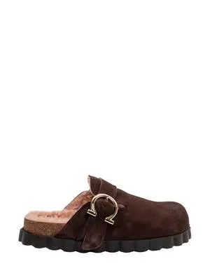 FERRAGAMO Leather Sabot Heels - Moro