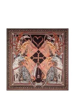 FERRAGAMO Felindra 90 Square Silk Scarf - Marrone