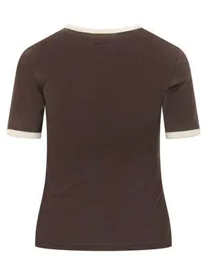 COURREGES Cut-out Contrast Tee - Chocolate
