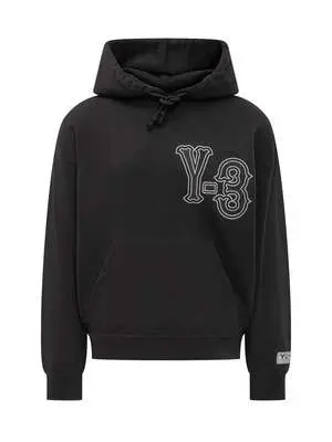 Y3 Graphic Print Hooded Sweatshirt - Black
