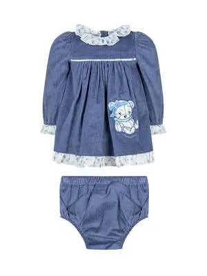 Monnalisa Velvet Suit With Teddy Bear