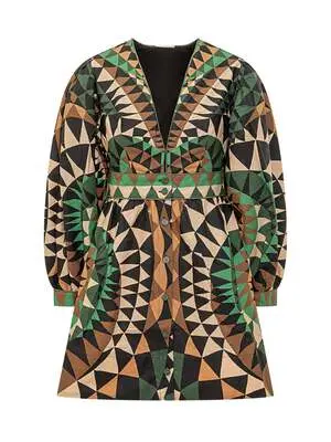 Farm Rio Chic Mini Suit Dress For Effortless Style - Green