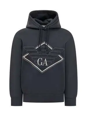 Emporio Armani Comfortable Hoodie Sweatshirt With Logo - Blu