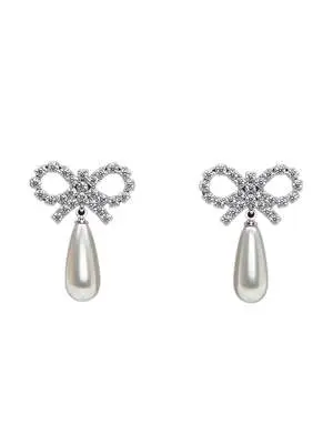 SELF-PORTRAIT Bow Mini Earrings - Pearl