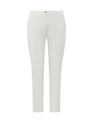 Pinko Slim Fit Linen Trousers - Bianco
