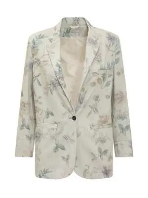FORTE_FORTE Floral Printed Soft Blazer - Bleach