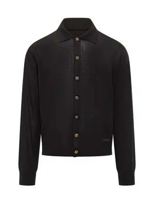 Versace Pullover In Lightweight Knit With Buttons