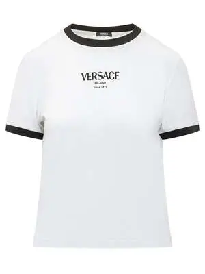 Versace Crewneck T-shirt With Logo - White-black