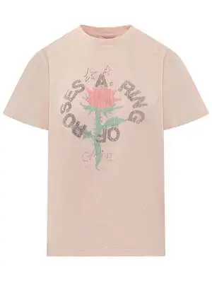 GANNI Oversized T-shirt With Stampaint Graphic - Peachskin