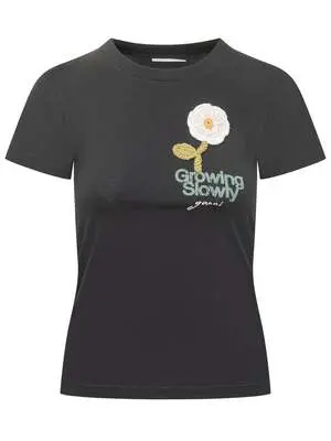 GANNI Embroidered Graphic T-shirt - Phantom