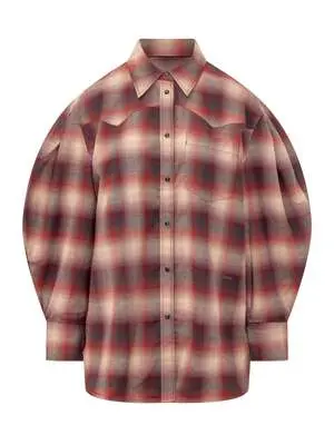 GANNI Ganni Fennel Check Shirt Raspberry Wine