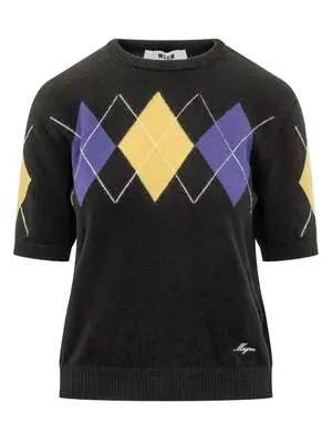 MSGM Argyle Knitwear - Black